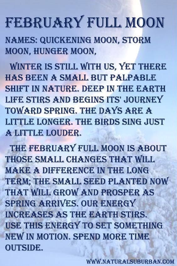 Some of the Names and Correspondences for a February Full Moon ...