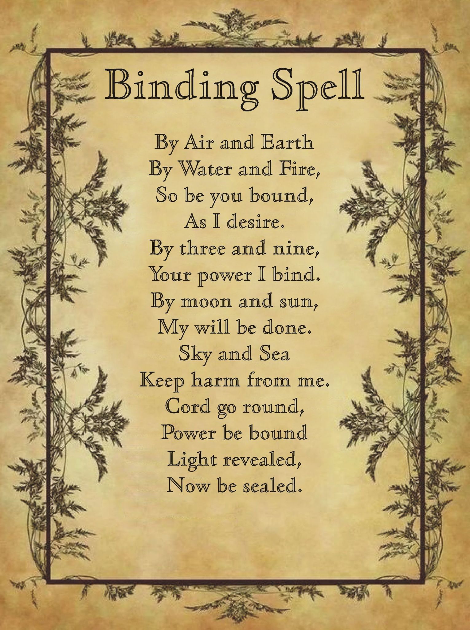 Spell – Binding Spell – Printable – Witches Of The Craft®